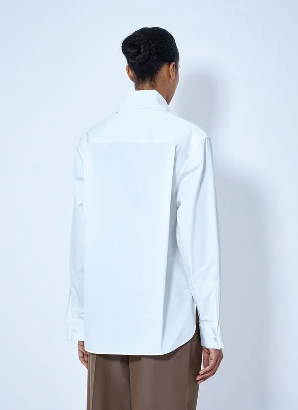 Saint Laurent Lavallière Shirt In Cotton Poplin - White