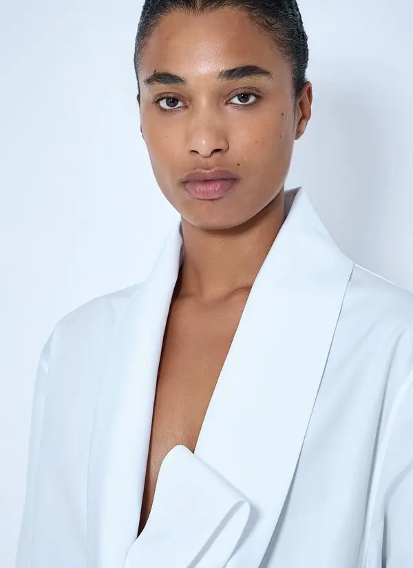 Saint Laurent Lavallière Shirt In Cotton Poplin - White