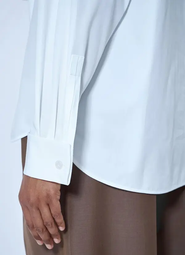 Saint Laurent Lavallière Shirt In Cotton Poplin - White