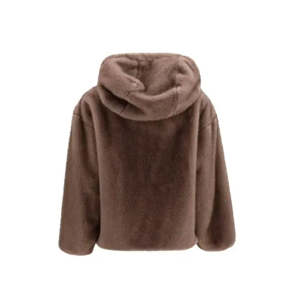 Herno Faux Fur Hooded Jacket - Brown