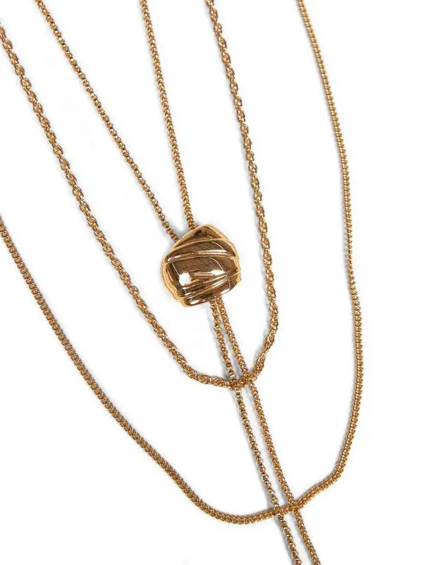 Chloé Gold Metal Long Multi-chain Necklace