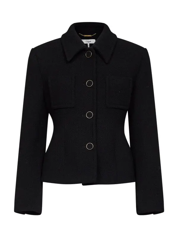 Chloé Black Wool Blend Bouclette Jacket