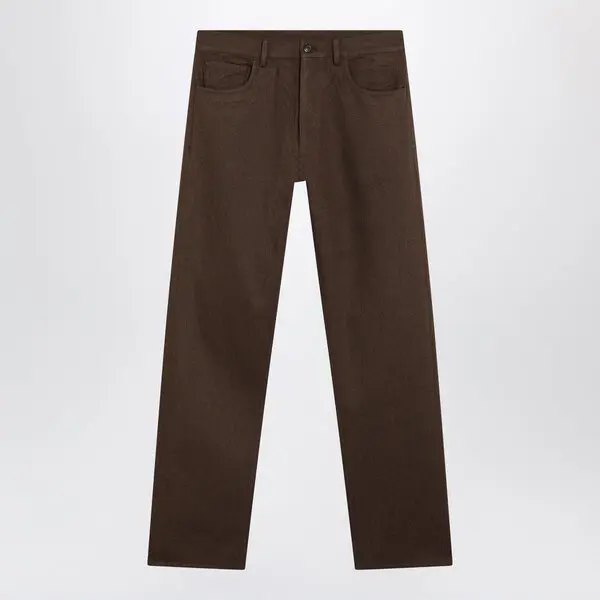 Prada Ebony-colored Wool Trousers - Brown