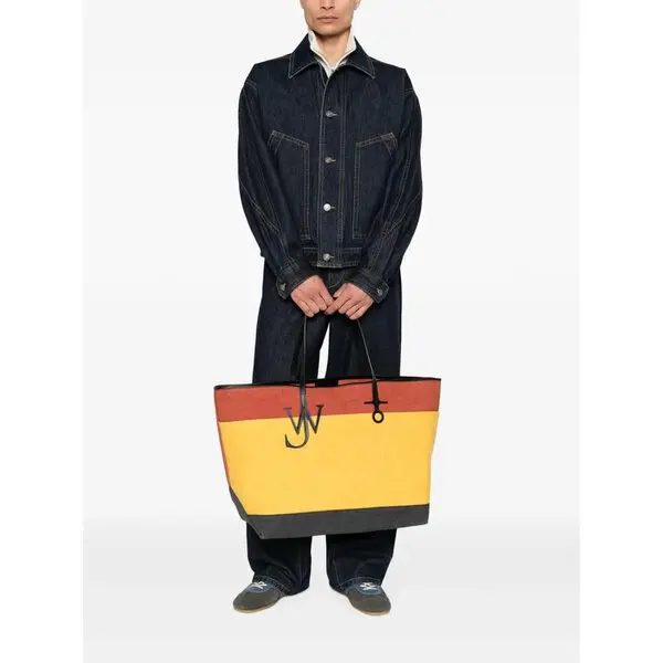 JW Anderson Color-block Tote Bag With Logo Pendant - Yellow