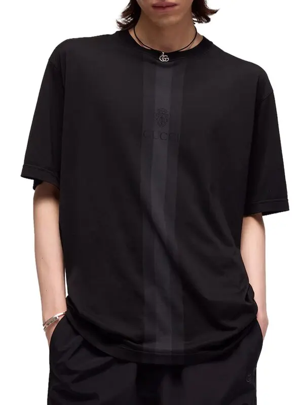 Gucci Cotton T-shirt With Tonal Web Stripe