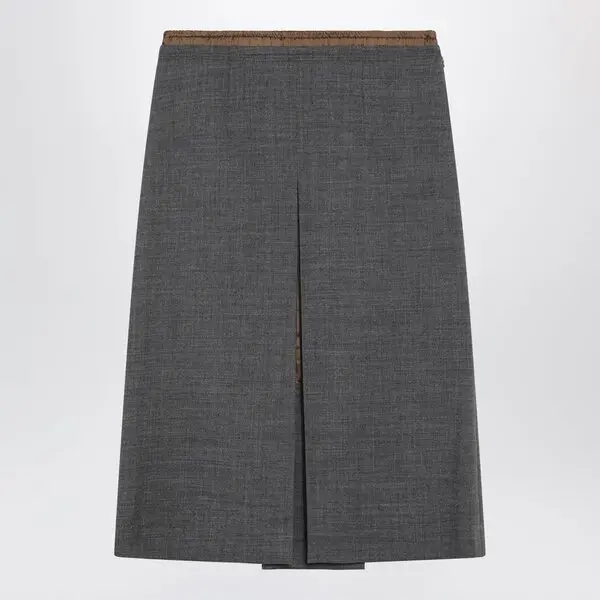 Prada Slate Grey Wool Skirt
