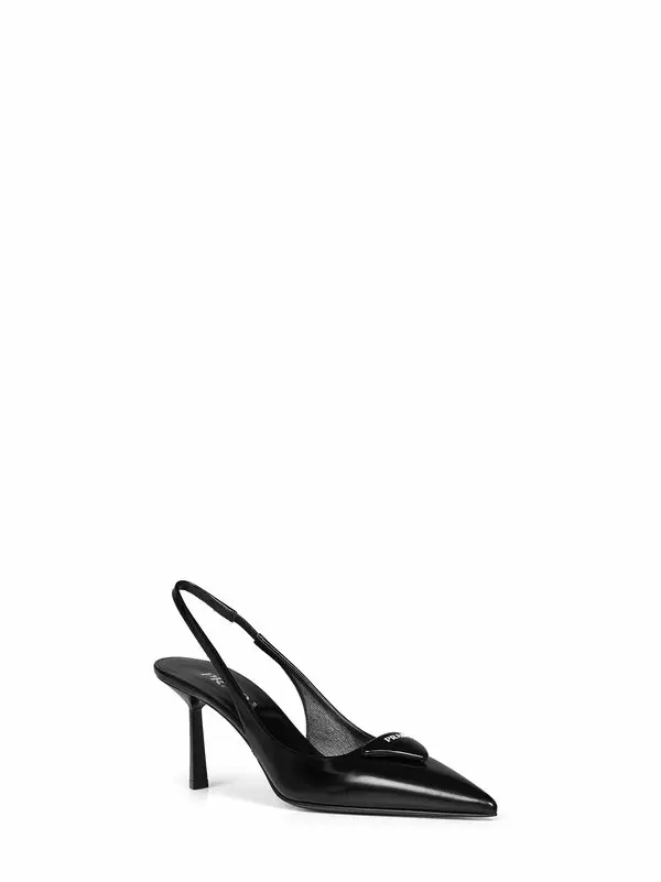 Prada Calzature Black Brushed Leather Slingback Pumps - Multicolor
