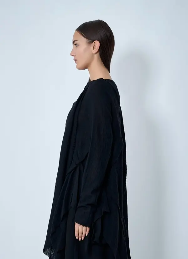Yohji Yamamoto Gauzed Frilled Blouse