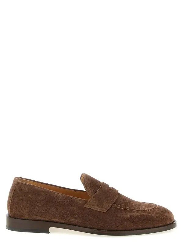 Brunello Cucinelli Suede Penny Loafers - Brown