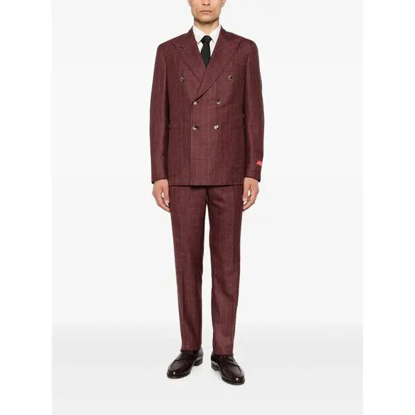 Isaia Suits Double Breasted Suits - Red
