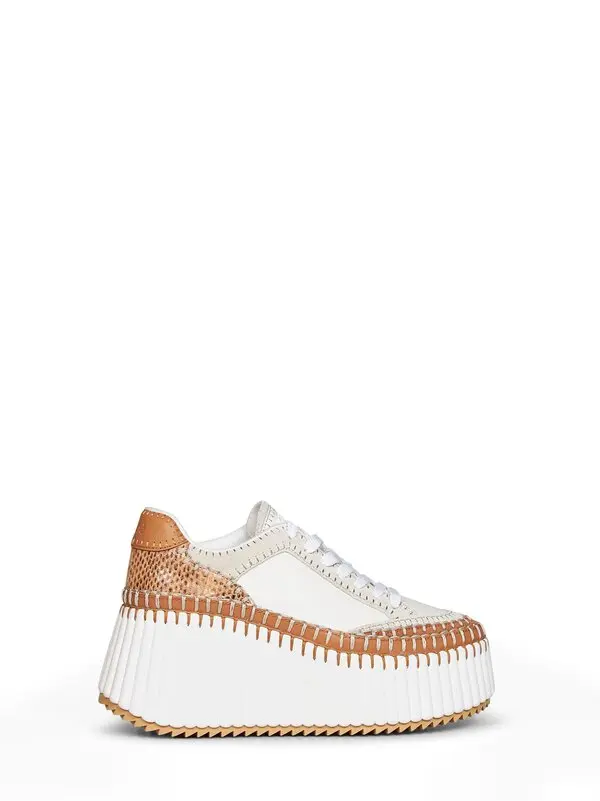 Chloé White Nama Wedge Sneakers