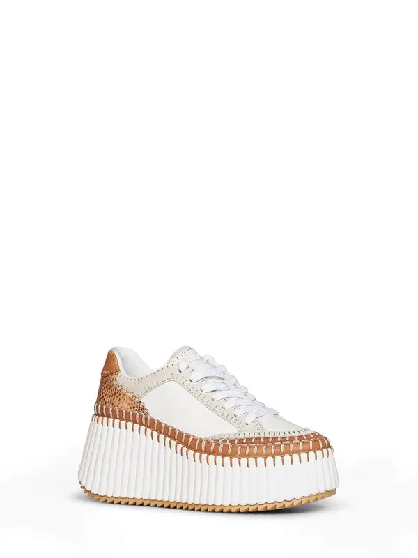 Chloé White Nama Wedge Sneakers
