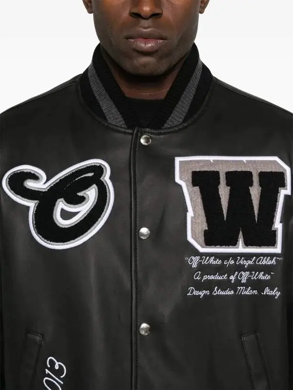 Off-White Leather Bomber Jacket