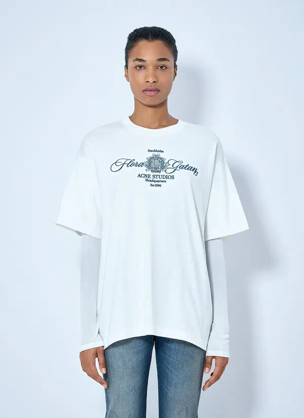 Acne Studios Logo Embroidered Layered T-shirt - White