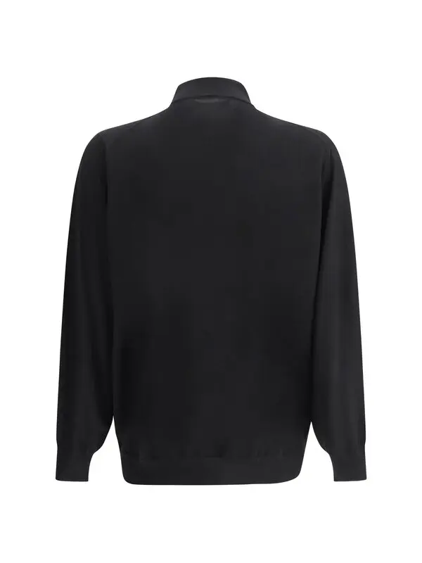 Brunello Cucinelli Virgin Wool Polo Sweater - Black