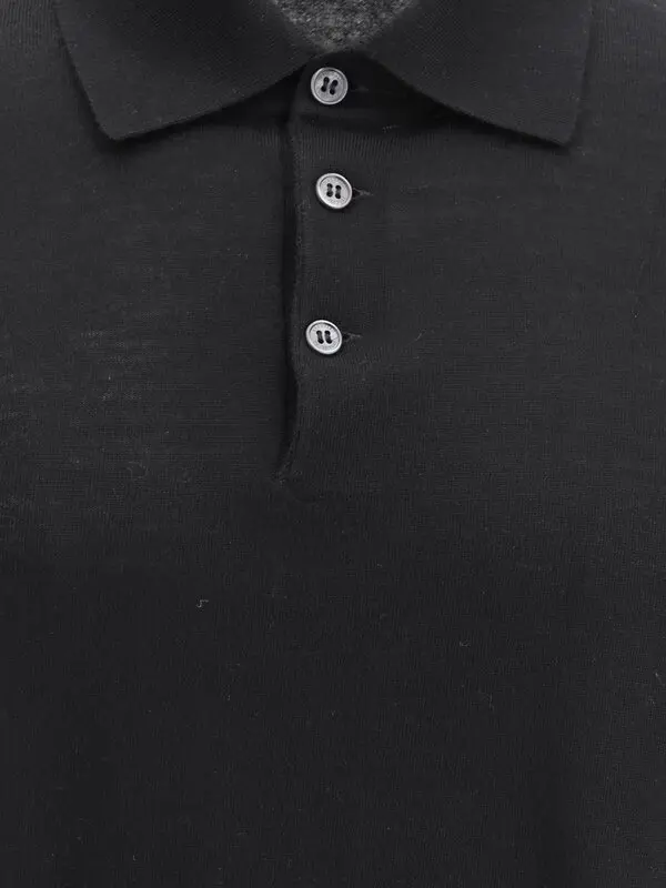 Brunello Cucinelli Virgin Wool Polo Sweater - Black