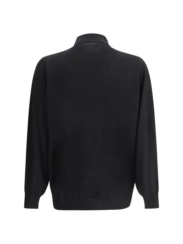 Brunello Cucinelli Virgin Wool Polo Sweater - Black