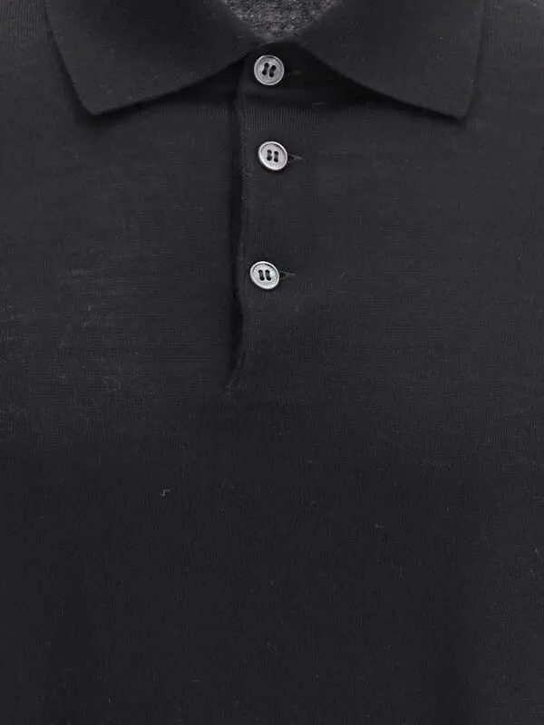 Brunello Cucinelli Virgin Wool Polo Sweater - Black