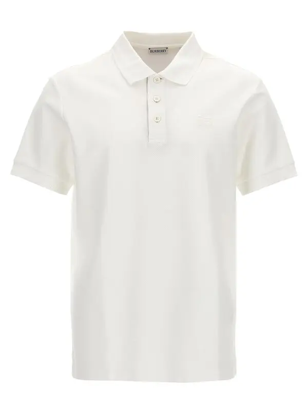 Burberry Logo Embroidery Polo Shirt - White