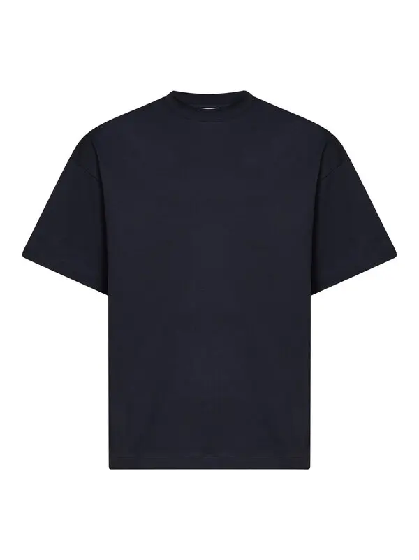 JIL SANDER Midnight Blue Cotton Boxy T-shirt With Logo - Multicolor