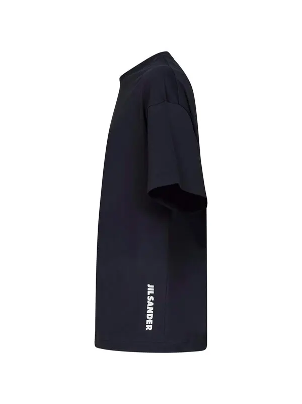 JIL SANDER Midnight Blue Cotton Boxy T-shirt With Logo