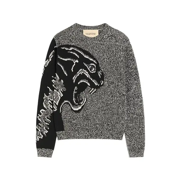 Valentino Garavani Panther Jacquard Sweater - Gray