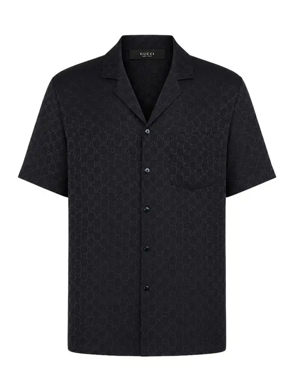 Gucci Gg Jacquard Silk Shirt - Blue