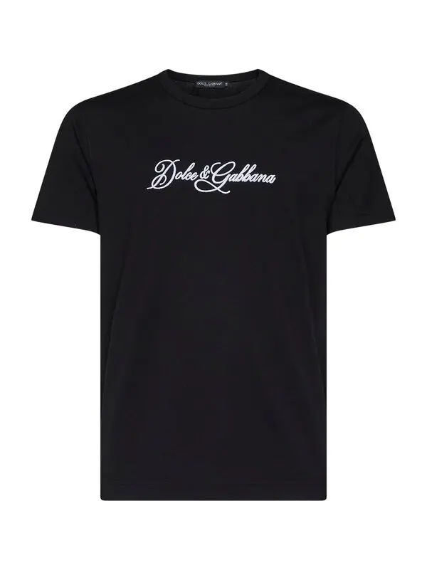 Dolce & Gabbana Black Cotton Jersey Embroidered T-shirt - Multicolor