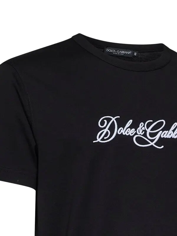 Dolce & Gabbana Black Cotton Jersey Embroidered T-shirt - Multicolor