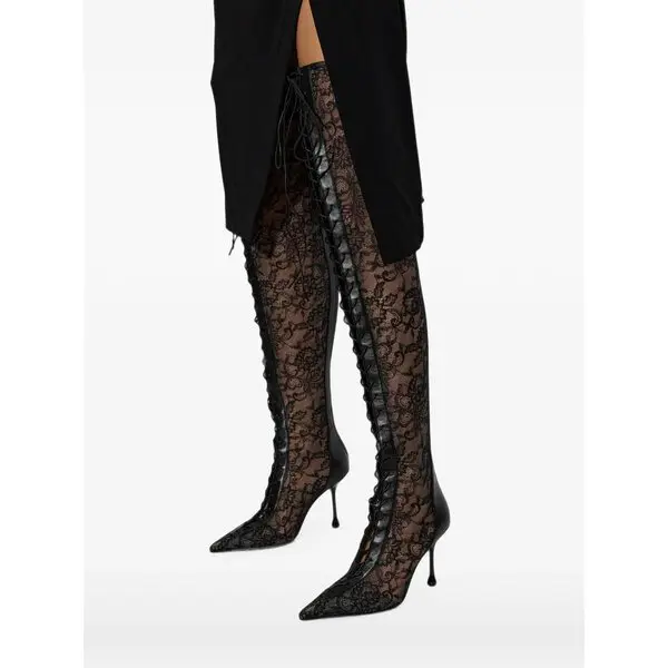 JIMMY CHOO Floral-lace Stiletto Boots
