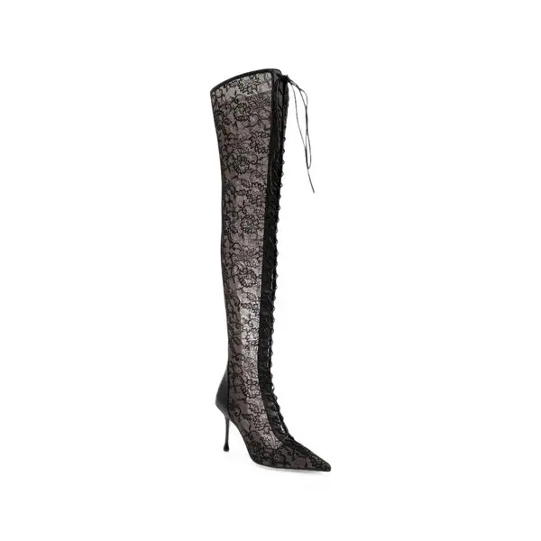 JIMMY CHOO Floral-lace Stiletto Boots
