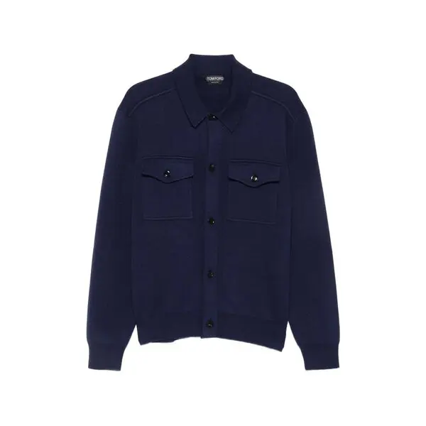TOM FORD Wool Blend Shirt Jacket - Blue