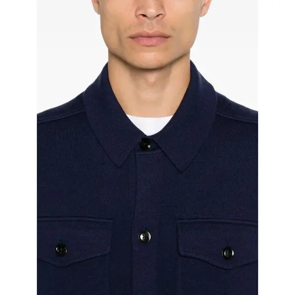 TOM FORD Wool Blend Shirt Jacket - Blue