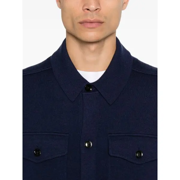 TOM FORD Wool Blend Shirt Jacket - Blue