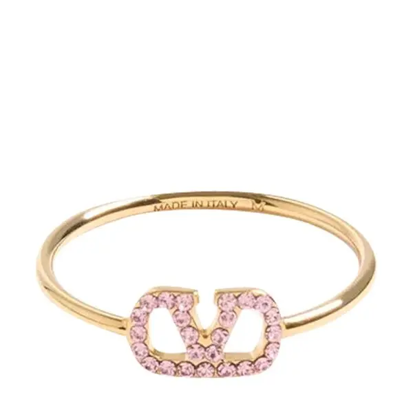 Valentino Garavani Vlogo Signature Metal And Swarovski Crystals Ring - Gold