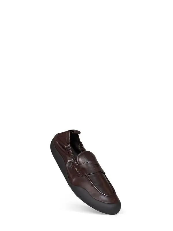 Prada Calzature Dark Brown Leather Speedrock Loafers