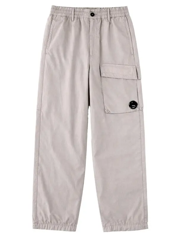 C.P. COMPANY Cargo Trousers With Logo Patch - Cream