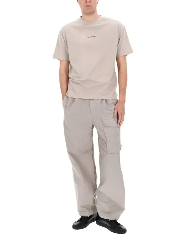 C.P. COMPANY Cargo Trousers With Logo Patch - Cream
