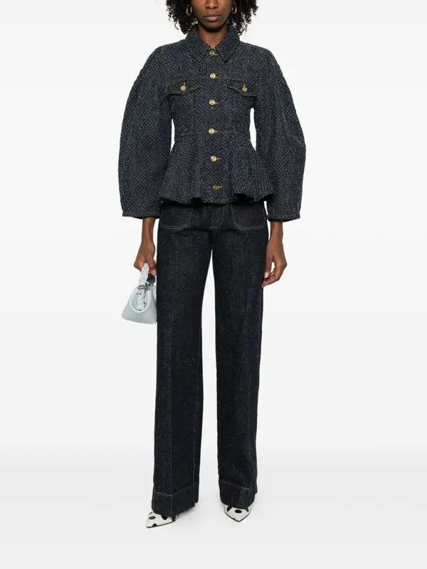 GANNI Cotton Denim Jacket - Multicolor