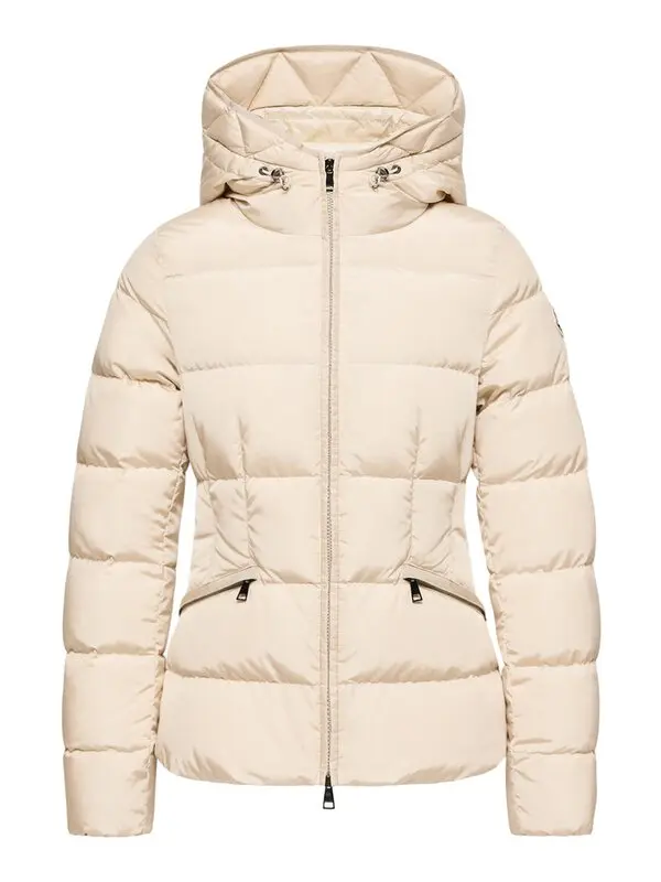 Moncler Short Down Jacket With Hood - Cream