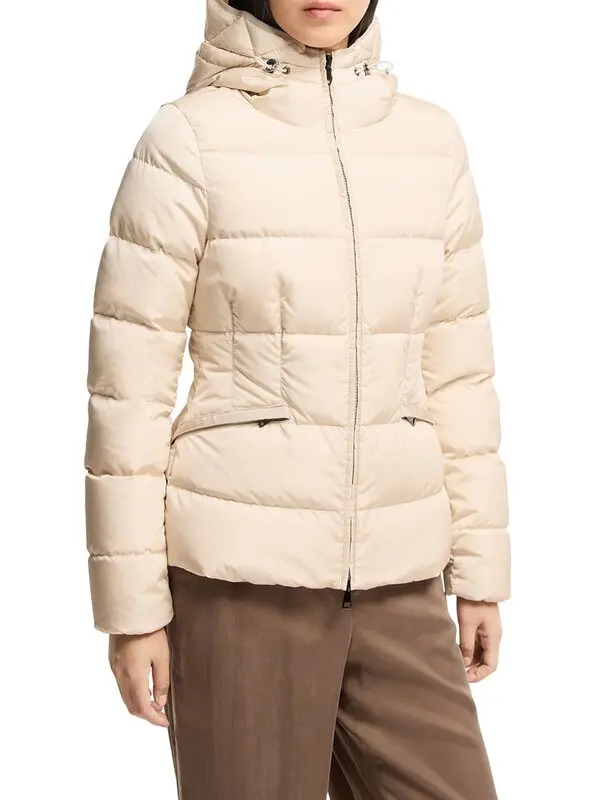 Moncler Short Down Jacket With Hood - Cream