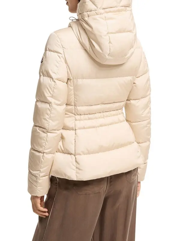 Moncler Short Down Jacket With Hood - Cream