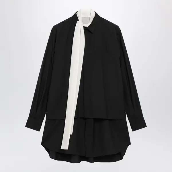 Sacai Wool-blend Mini Shirt Dress - Black