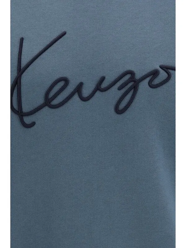 Kenzo Signature Embroidered Cotton Sweatshirt - Blue
