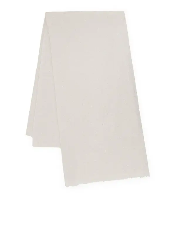 Brunello Cucinelli Cashmere And Silk Scarf With Sequins - White