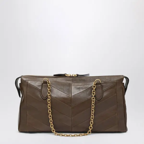 Valentino Garavani Panthea Bag In Tundra-colored Nappa Leather With Chevron Pattern - Green