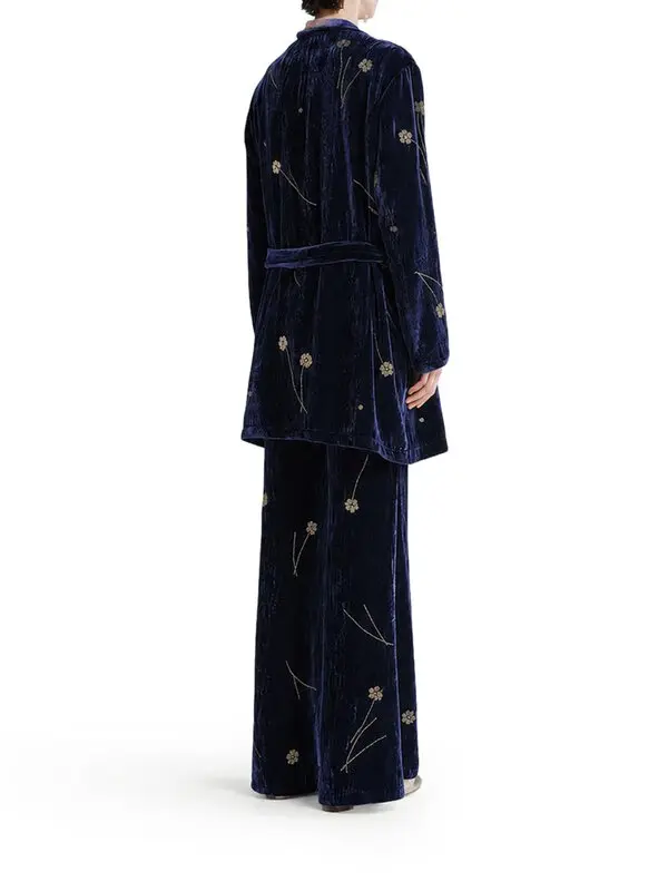 FORTE_FORTE Embroidered Velvet Kimono With Belt - Multicolor