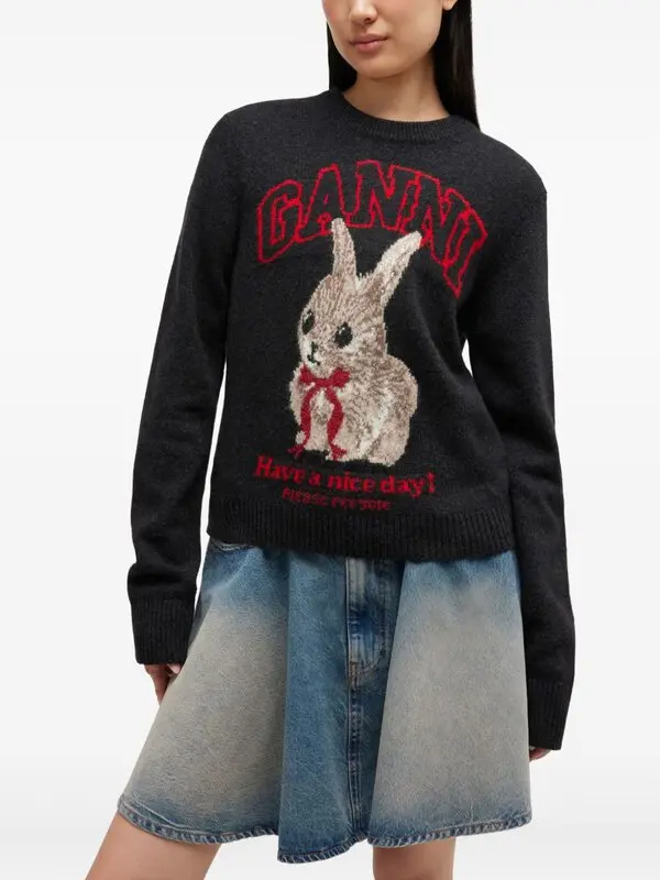 GANNI Wool Crewneck Sweater