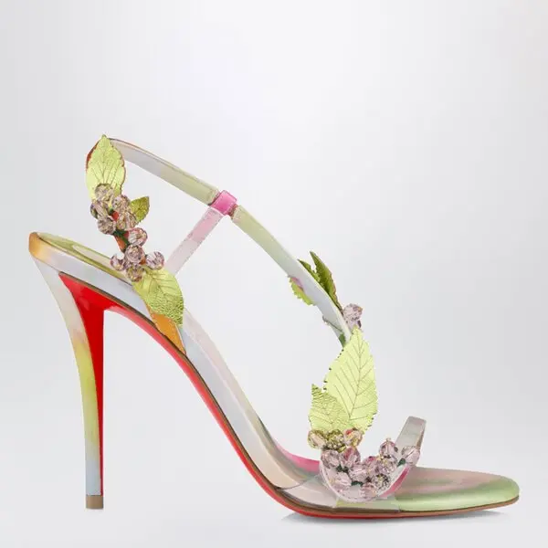 CHRISTIAN LOUBOUTIN Botanica Print Crepe Satin And Laminated Nappa Leather Posa Rosa Sandals - Multicolor