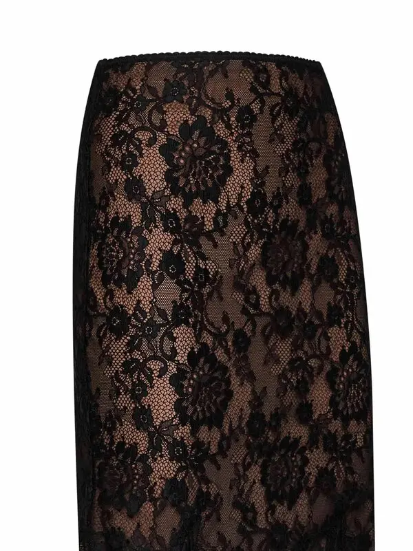 SELF-PORTRAIT Black Lace Midi Skirt